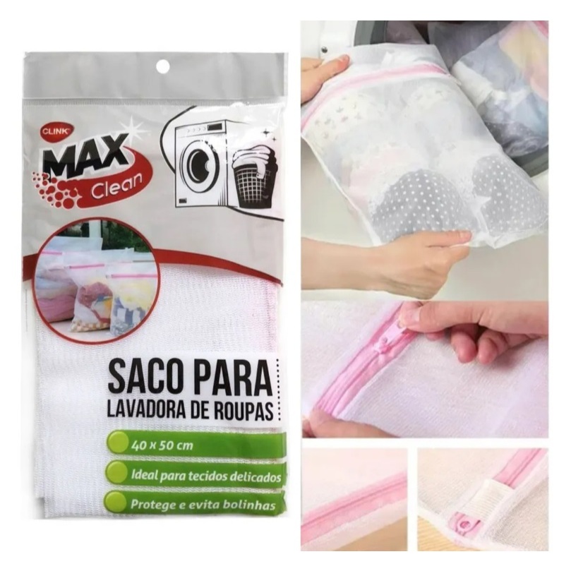 Saco para Lavadora Clink Max Clean 40×50 cm – Proteção e Organização de ...