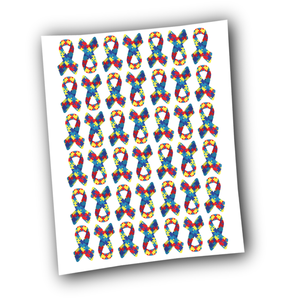 Kit com 42 Adesivos Laço Autismo Pequenos 3x5cm Símbolo TEA Autista ...