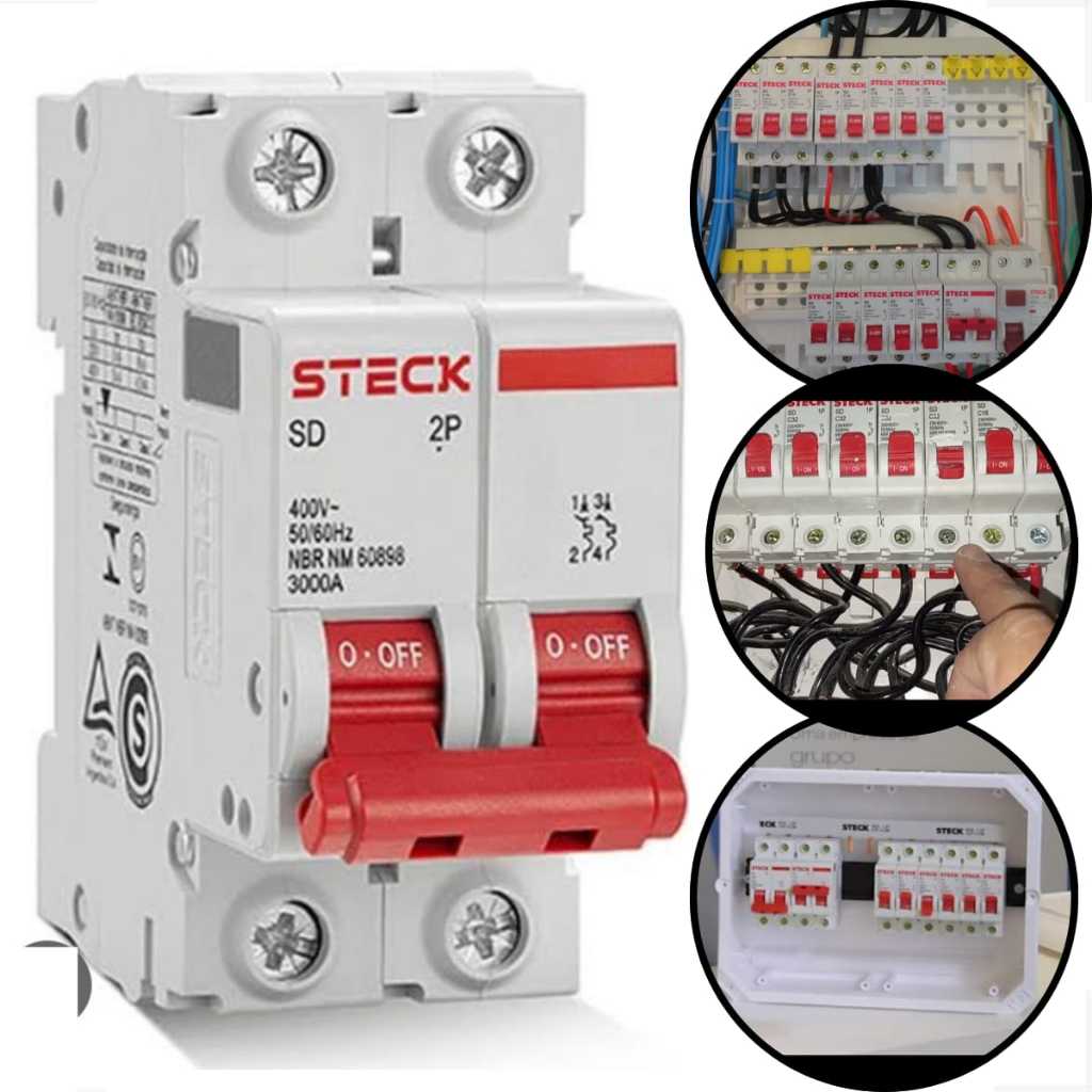 Disjuntor bipolar 32a Steck Din Curva C 6ka 2 polos Original | Shopee Brasil