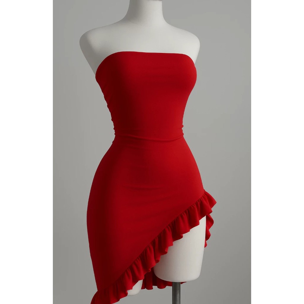 Vestido Midí Tomara Que Caia Com Babado Franzido lascado tomara que ...