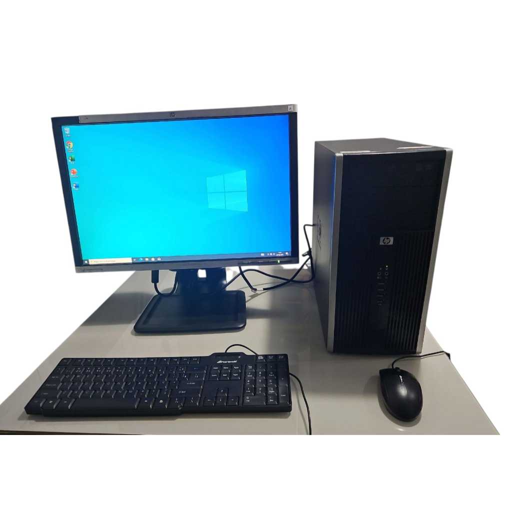 Computador HP Core 2 Quad 8GB 500HD Windows 10 Pro + Office + Monitor ...