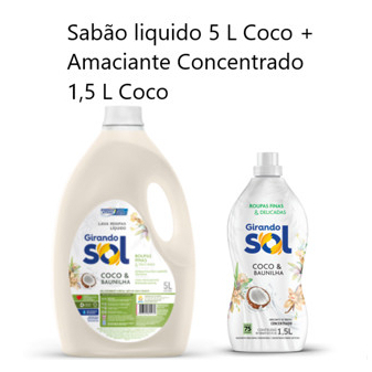 kit Sabão liquido 5L Coco e Amaciante Concentrado 1,5 L Coco Girando ...