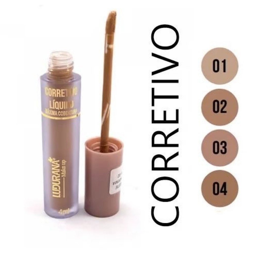 Maquiagem - Corretivo Líquido Máxima Cobertura Ludurana - Cores Clara ...