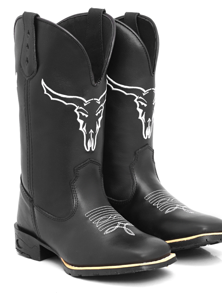 Bota Texana Country em Couro legitimo Bico quadrado Cara de boi Texas ...