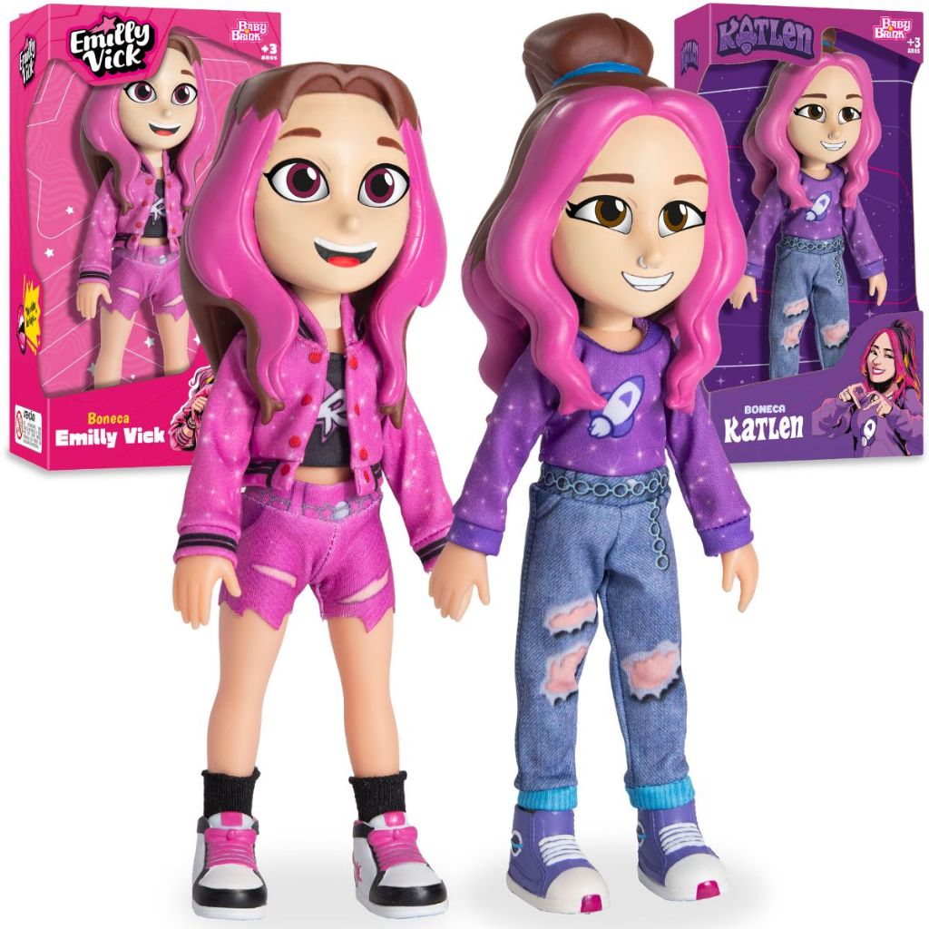 Bonecas Emilly Vick e Katlen Youtuber Dos Rosa Kit Original Bonecas De Vinil | Shopee Brasil