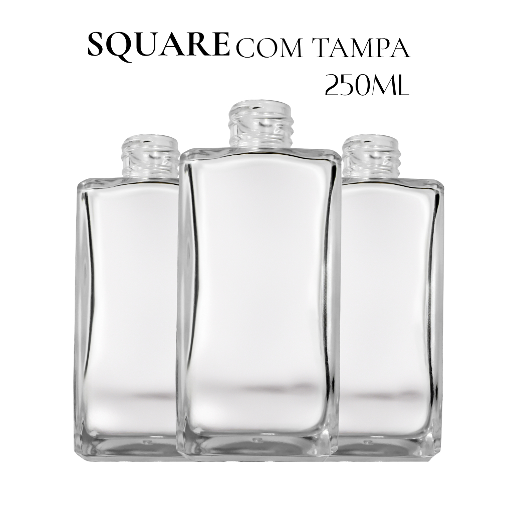 Frasco Difusor Square 250ML Ou 100ML com Tampa + Varetas | Kits 5 a 20 unid. | Shopee Brasil