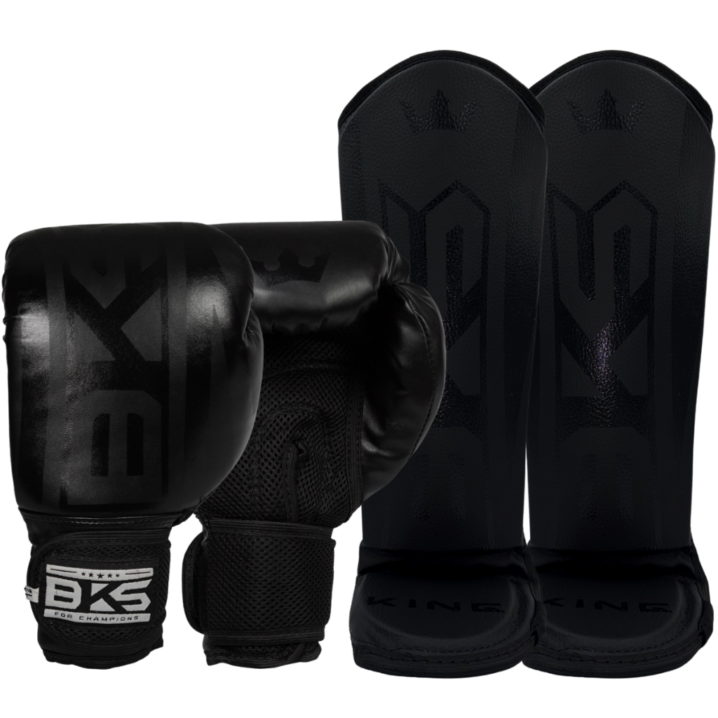 Kit Luva Boxe Muay Thai Kickboxing BKS Boxing Caneleira 8oz 10oz 12oz ...