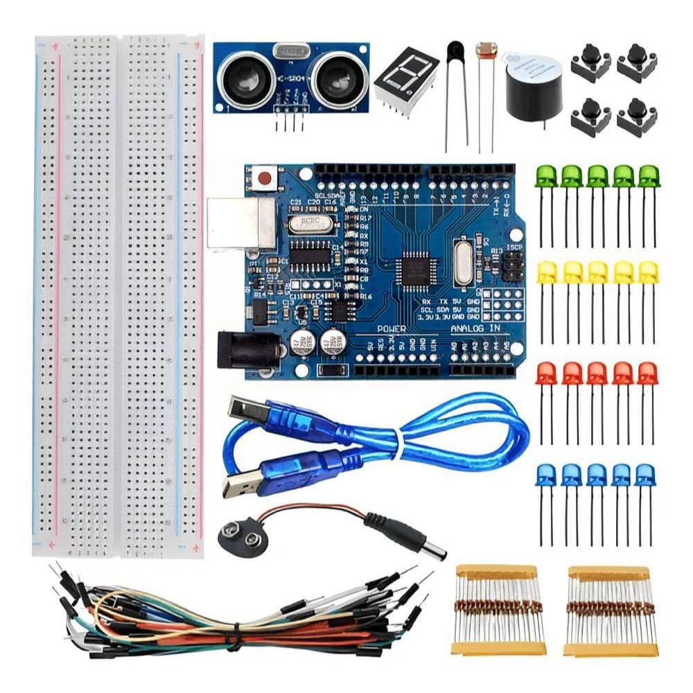 Kit Uno R3 Iniciante 100pcs + Protoboard - compatível com Arduino ...