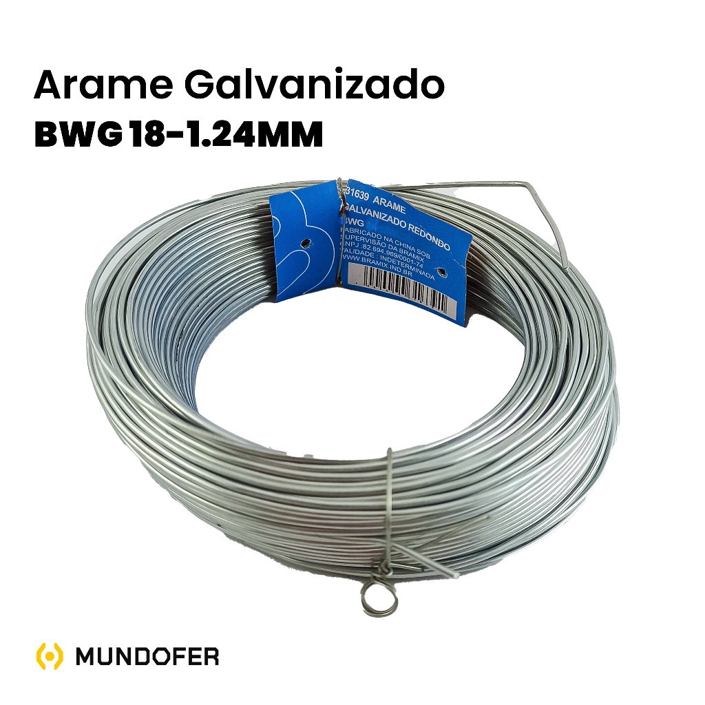 Arame Galvanizado BWG 18 Fio 1,24mm Jardinagem Artesanato Construção ...