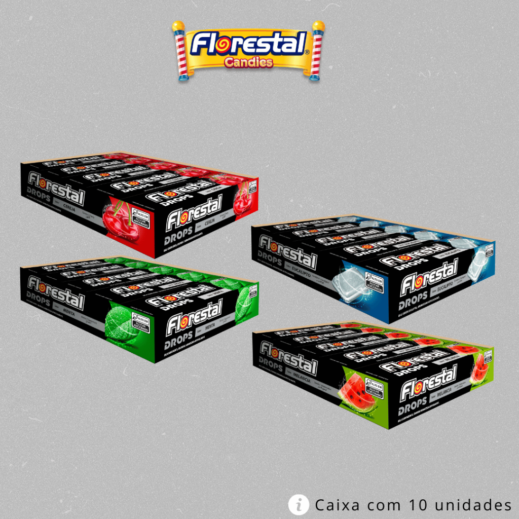 Bala Drops Sabores 30g - Florestal (Caixa c/10 un.) | Shopee Brasil