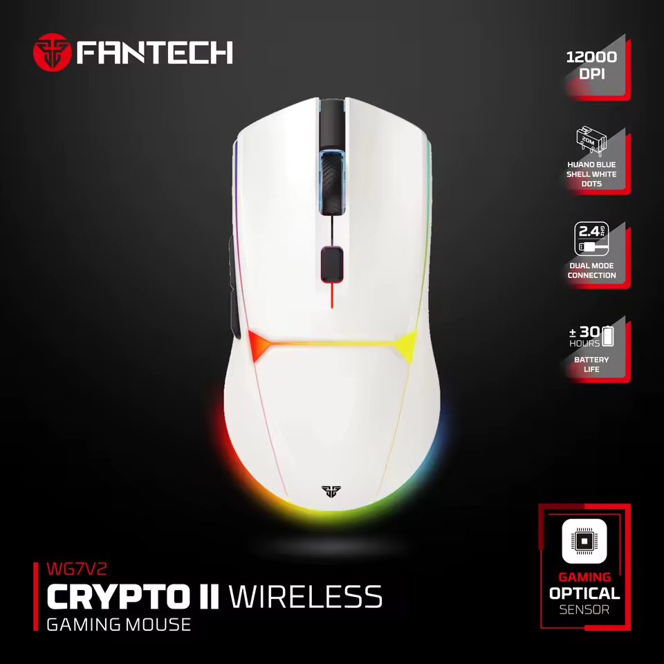 Mouse Gamer sem fio - FANTECH Crypto II -WG7v2 - RGB 12000 DPI - 2.4GHz ...