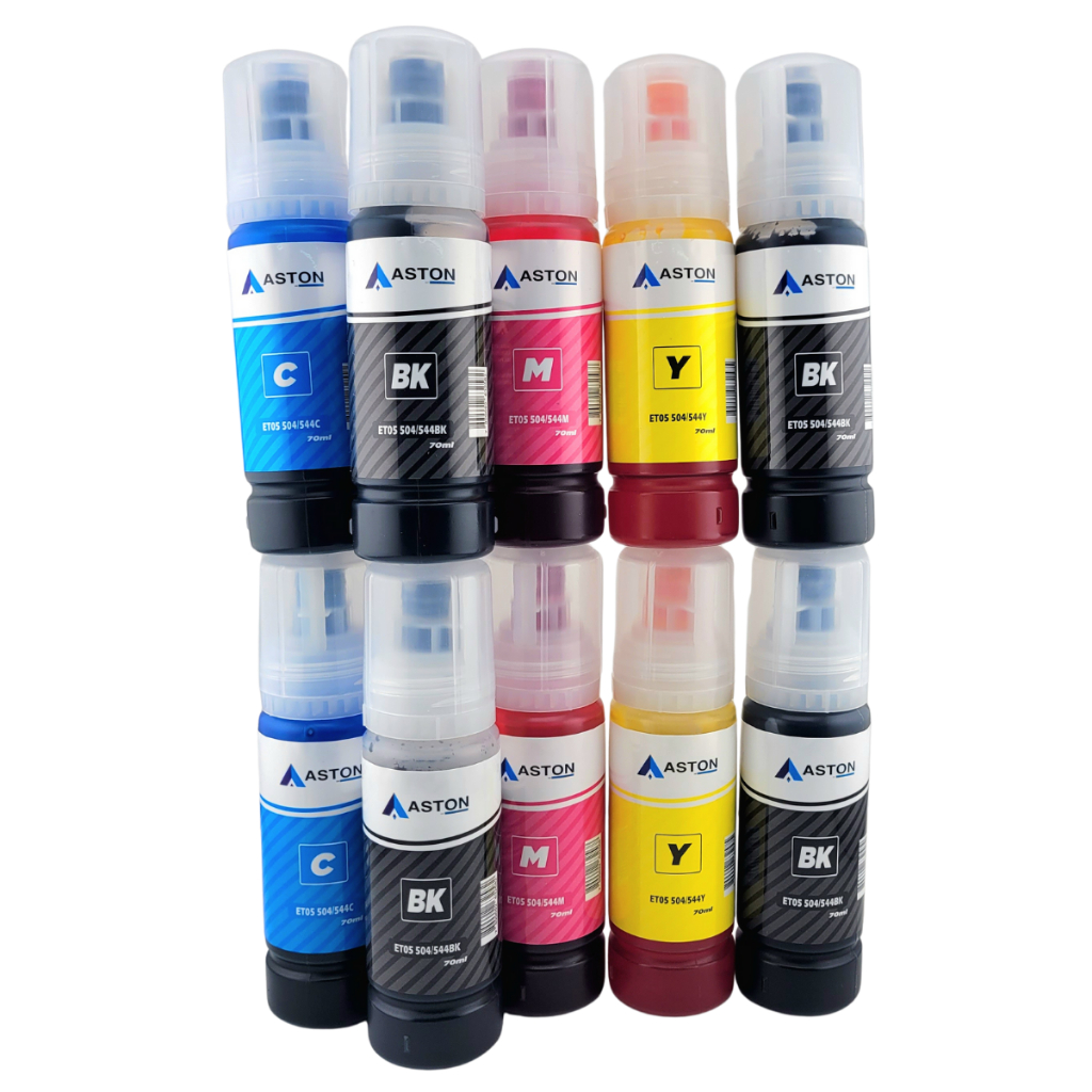 Kit 10 Tinta Aston Corante ET05 504/544 70ml Eps Eco-Tank L1250 L3150 L3250 L4150 L4260 L6270 ...