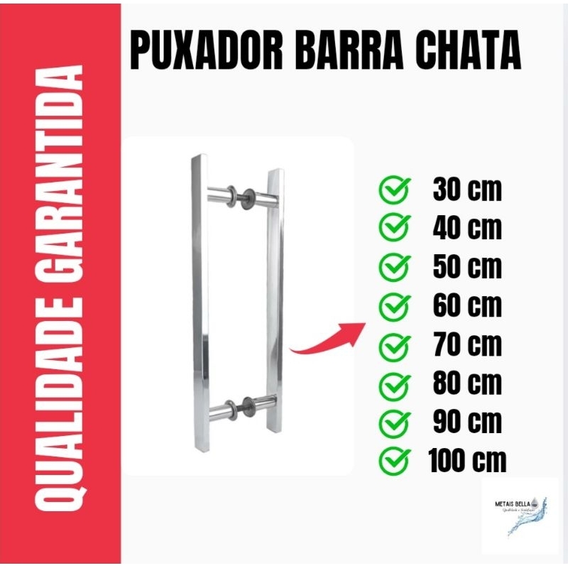 Puxador Barra Chata Em Aluminio Para Porta pivotante Madeira ou Vidro ...