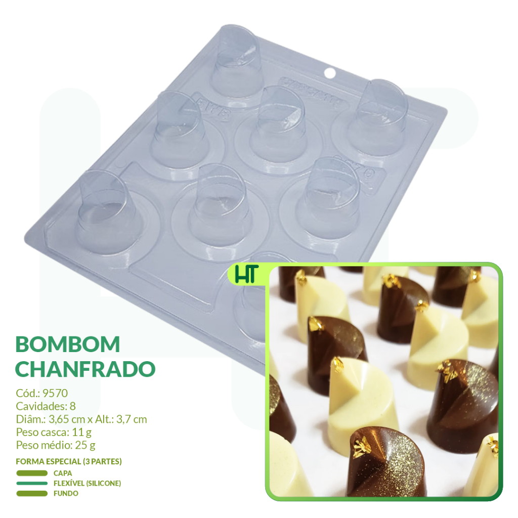 Forma Bombom Chanfrado Grande BWB 9570 - Forma Especial 3 Partes ...