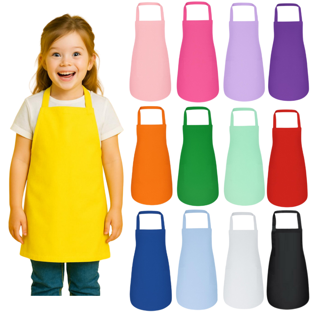20 Aventais Infantil Unisex Criança em Tecido Oxford Escolar Pintura ...