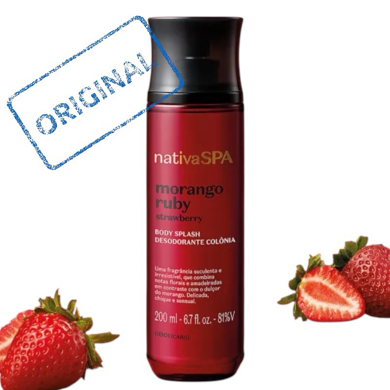 Body Splash Desodorante Colônia Nativa SPA Morango Ruby 200ml O ...