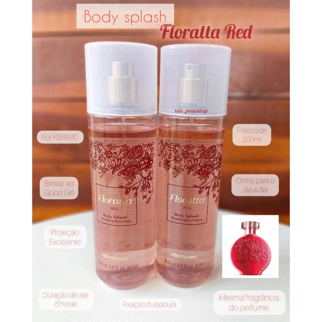Floratta Red Body Splash 200ml – O Boticário | Fragrância Doce e ...
