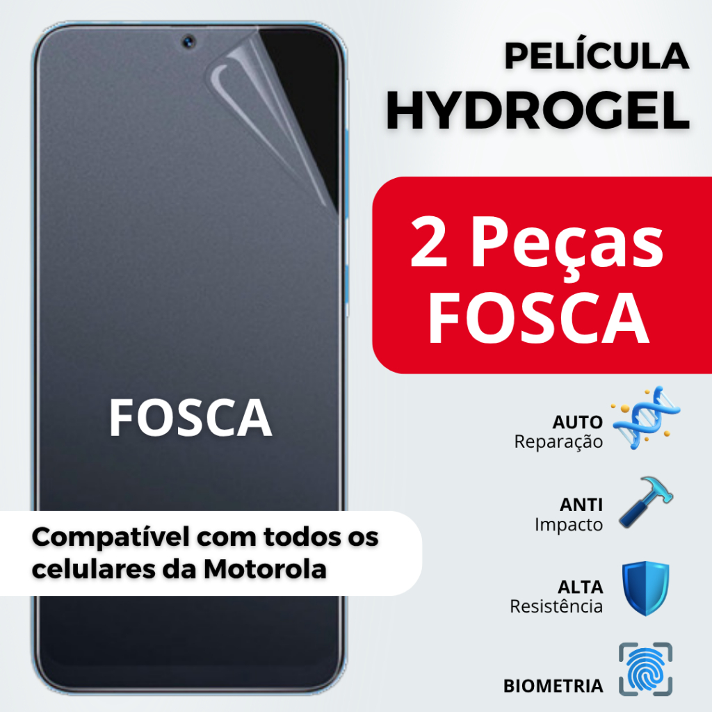 Kit 2 Peças de Película HIDROGEL FOSCA PREMIUM Flexível para Motorola ...