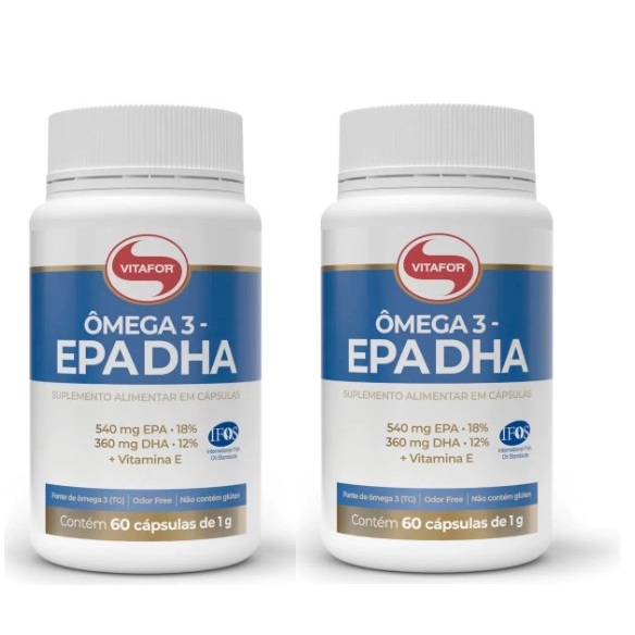Kit 2 Omega 3 EPA DHA 1000mg 60 Capsulas Fonte de Omega 3 Tg - Vitafor ...
