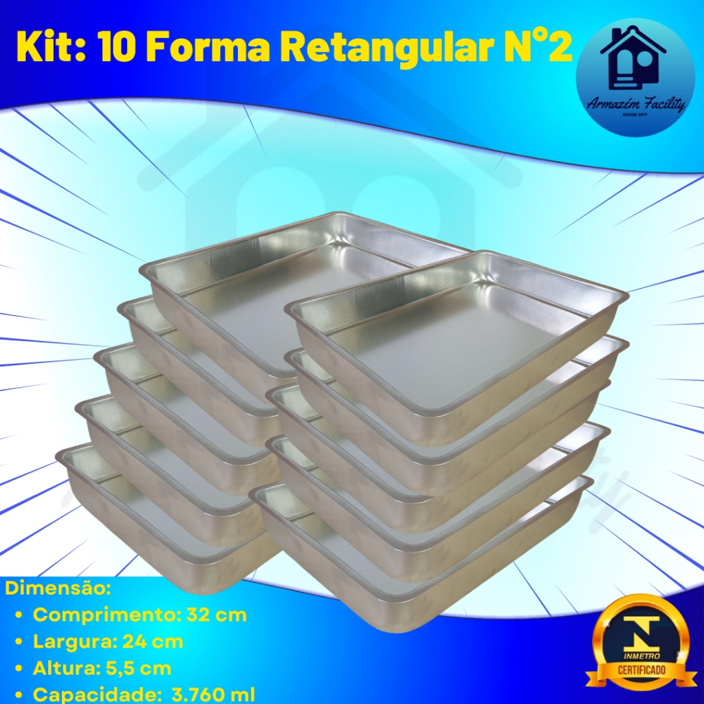 Kit atacado com 10 Formas Retangular N°2 | Shopee Brasil