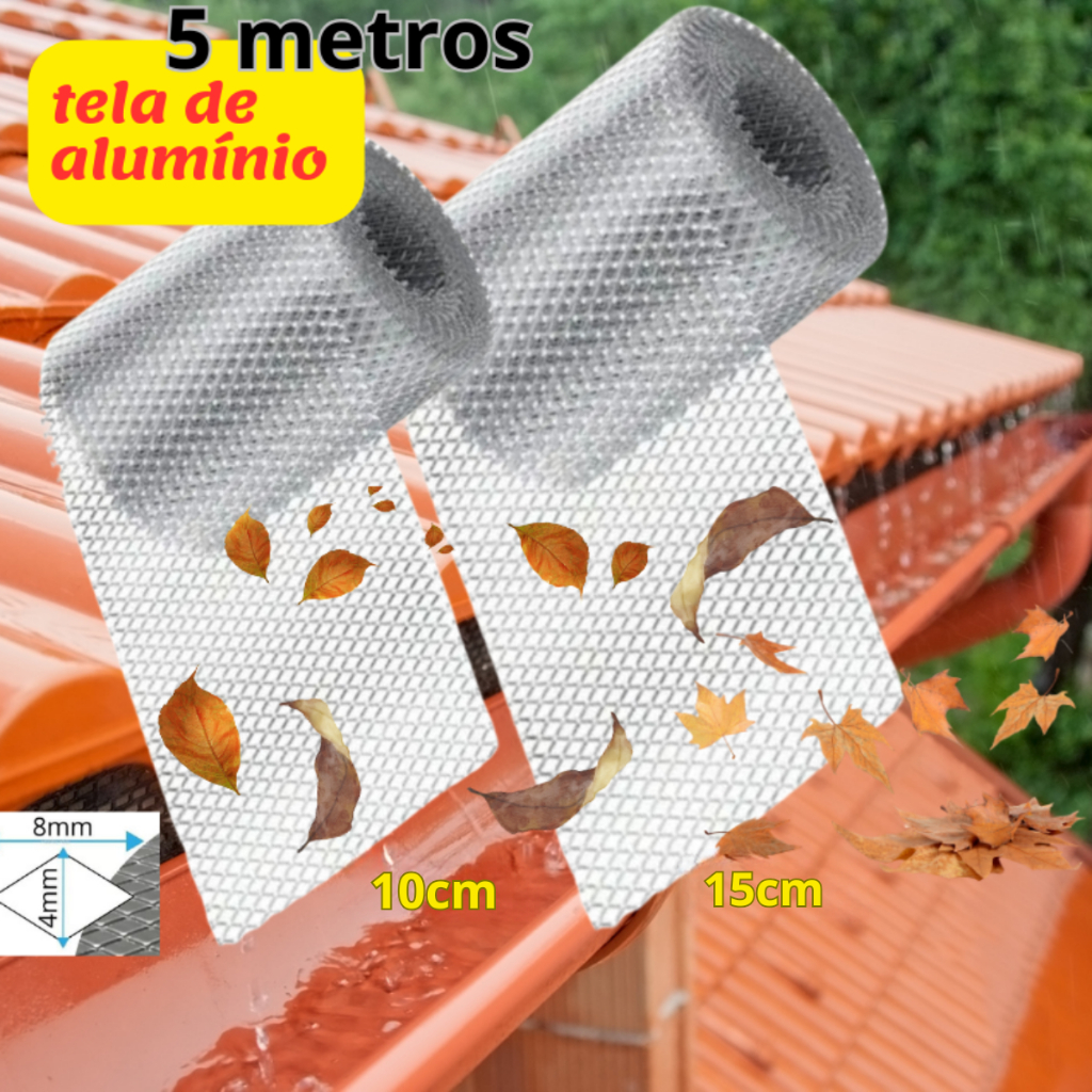 Tela de alumínio expandido 10cm 15cm calha telhado ralos atacado 2mts ...