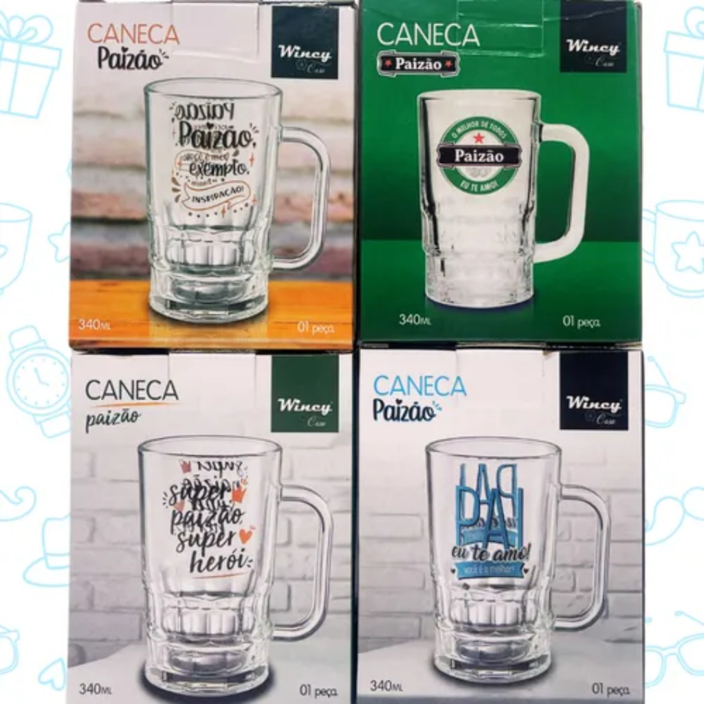 Kit 15 Canecas De Vidro Chopp Datas Especiais 340ml Na Caixa | Shopee Brasil
