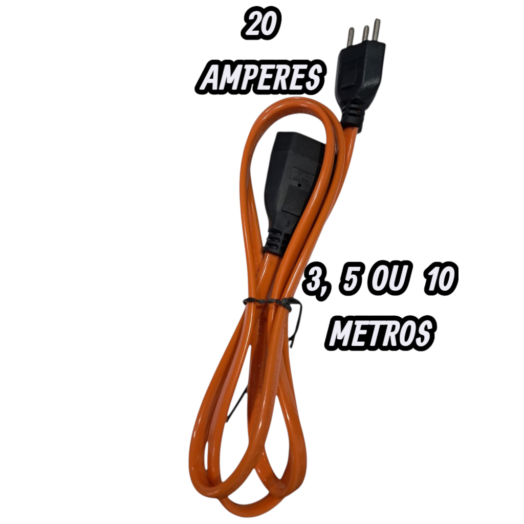 Cabo Extensor Prolongador Reforçado 3 , 5 ou 10 Metros 20A de para ...