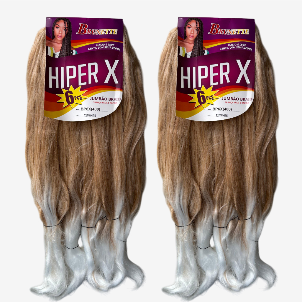 Kit 2 Cabelo Jumbo Cor T27/White Mel Com Branco 400 gramas Jumbo para ...