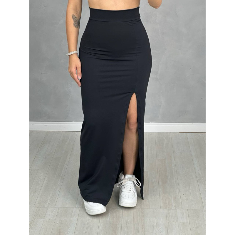 Saia Longa Fenda Feminina Suplex Longuete Moda Gringa Sexy | Shopee Brasil