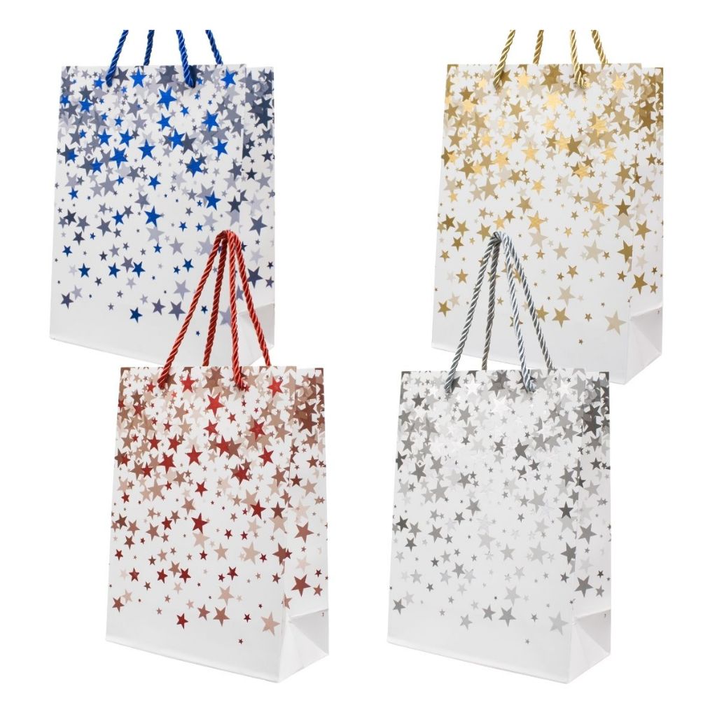 Kit 12 unidades Sacolas de Presente P Reforçada Estrelas Sortida - Yins ...