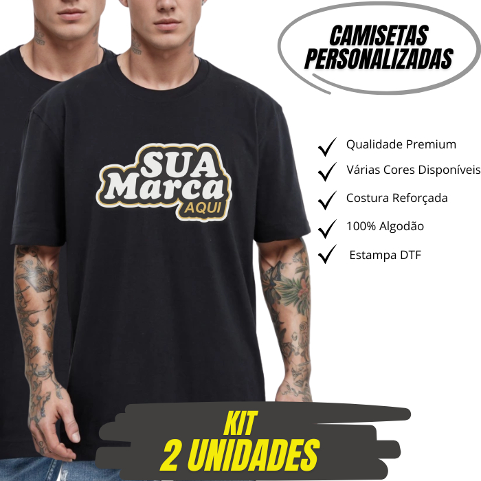 KIT 2 Camisetas Sua Logo Personalizada 100% Algodão Estampa Preferida ...