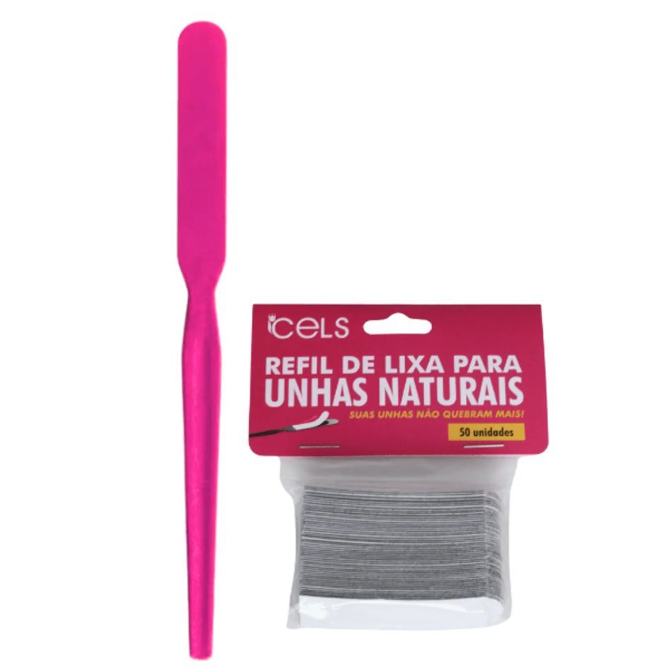 Cels - Kit Suporte para Lixa de Unhas Rosa + Refil com 50 Lixas ...