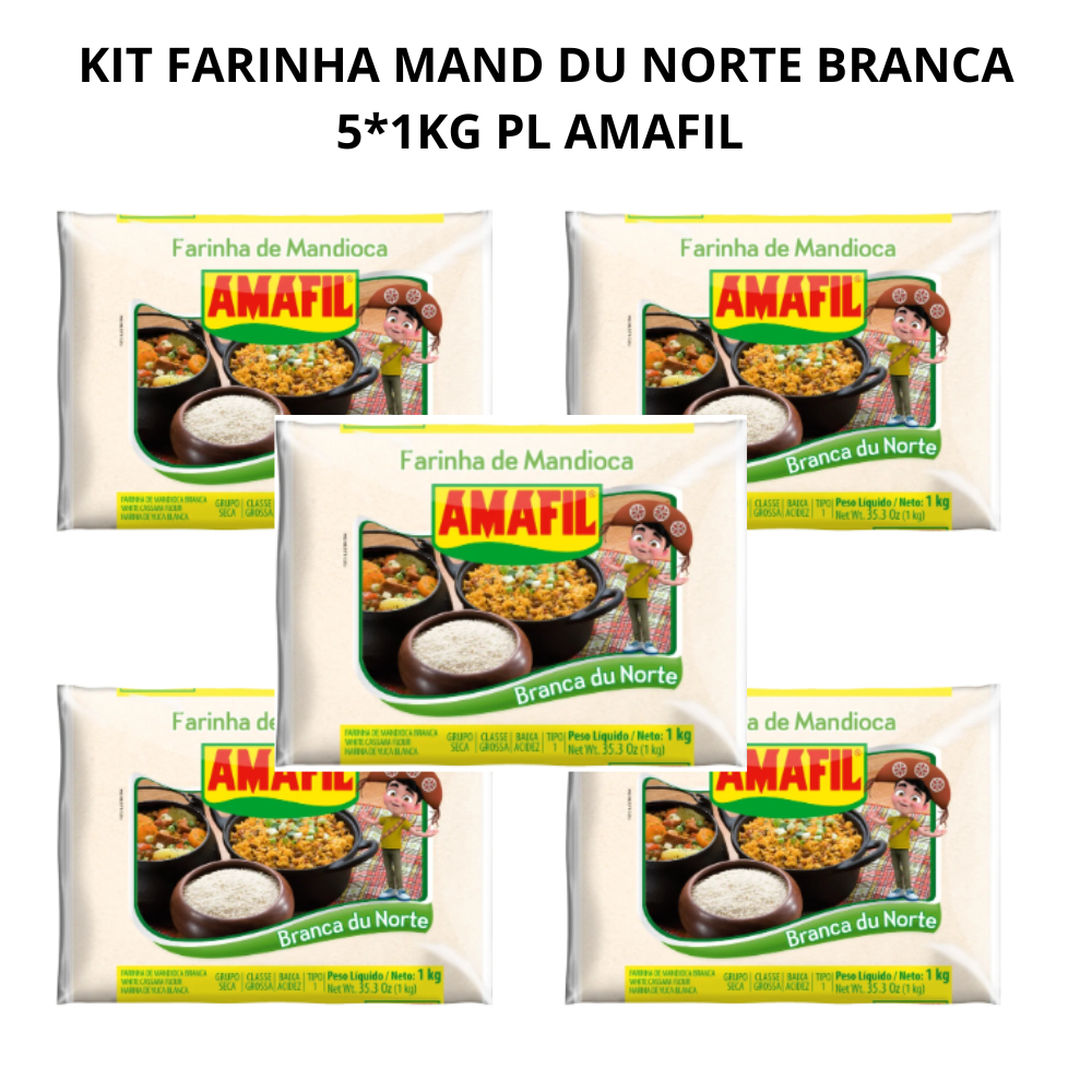 Farinha De Mandioca Du Norte Branca Amafil 1kg - 5 Unidades | Shopee Brasil