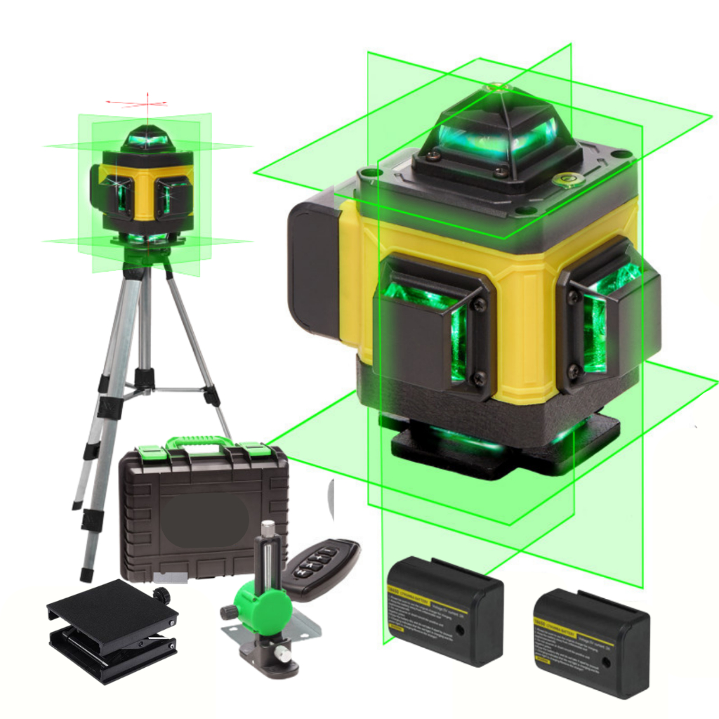 Nível Laser Profissional Recarregável 16 Linhas 50 metros Verde 3d Autonivelante Com Controle ...