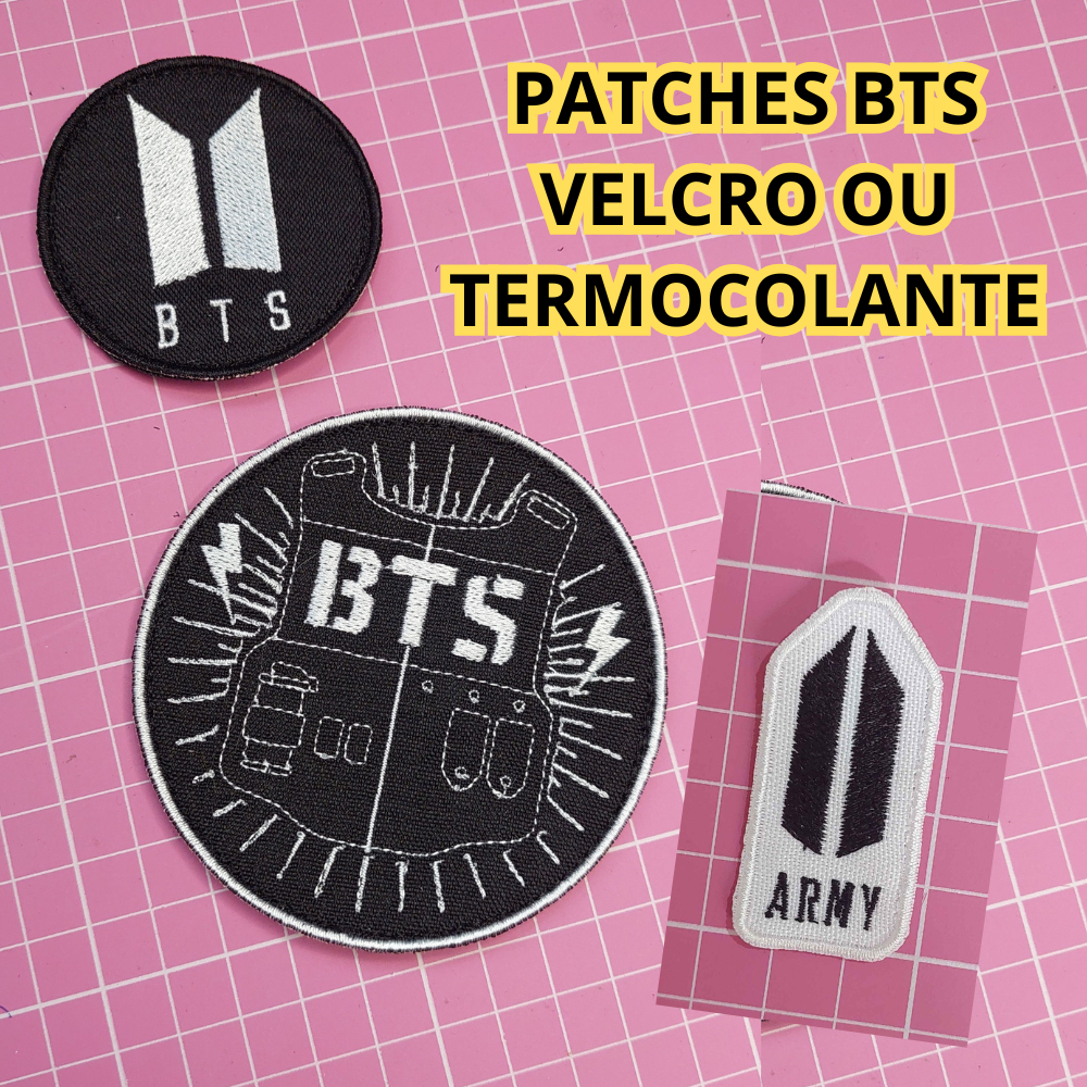 Patch BTS ARMY Aplique Bordado Termocolante ou Velcro Colete Kpop ...