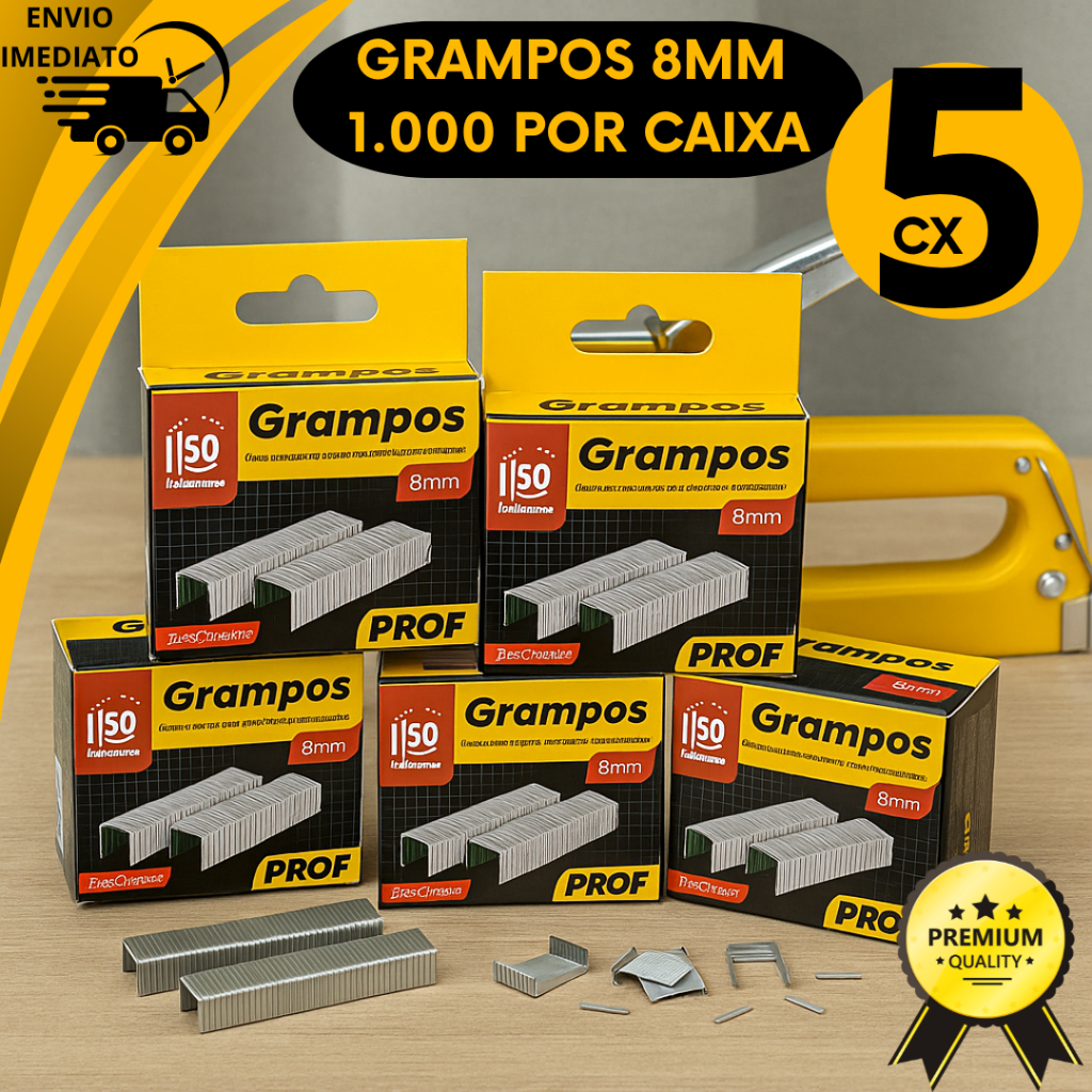 Grampo Grampeador Tapeceiro 8MM Grampos 5000 Unidades | Shopee Brasil