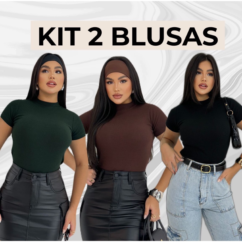 KIT 2 BLUSAS CASUAL FEMININA BÁSICO DIA A DIA MINIMALISTA TRABALHO ...