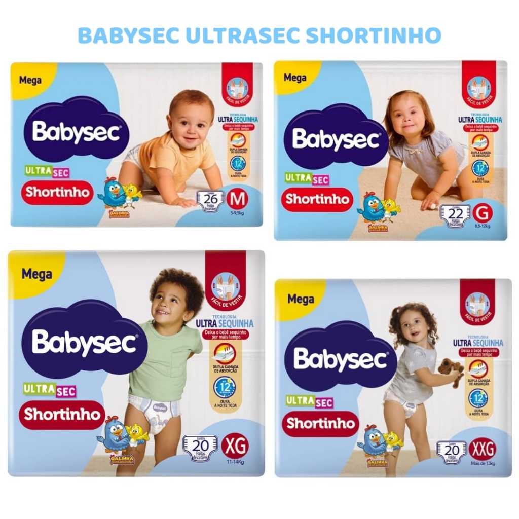 FRALDA BABYSEC ULTRASEC SHORTINHO MEGA - M / G / XG / XXG | Shopee Brasil
