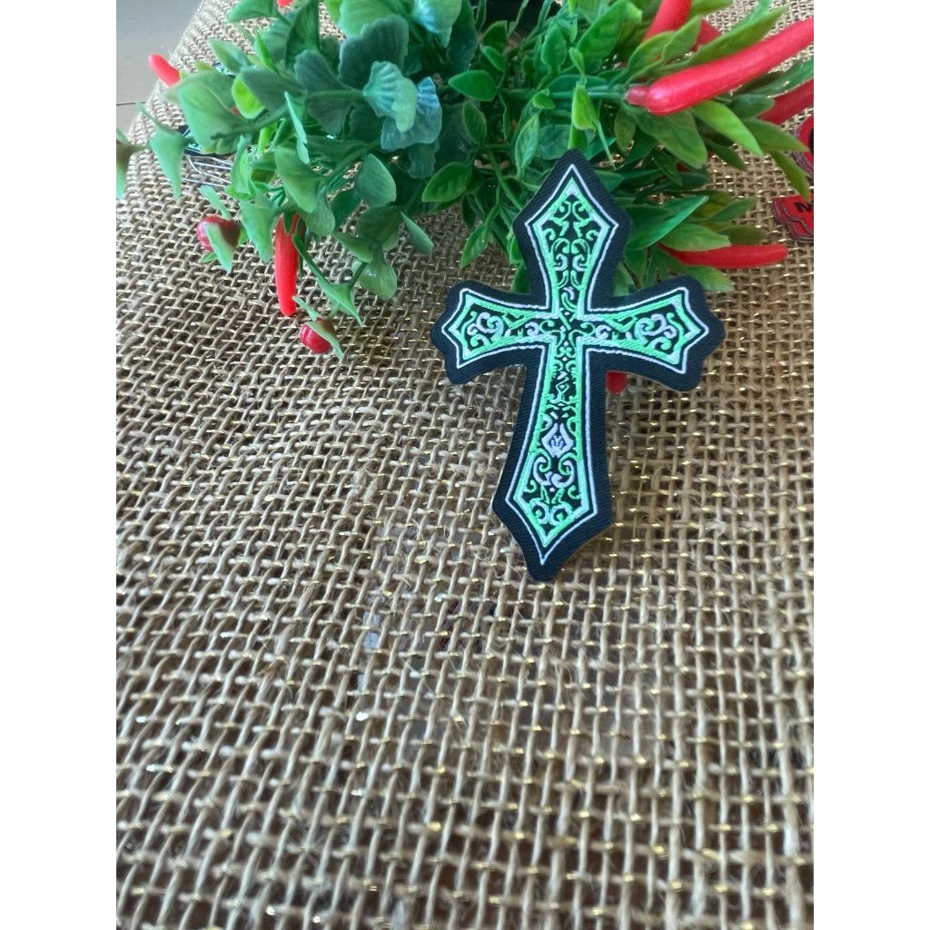 Adesivo De Chapéu Cruz Verde - Tecido Auto Colante 8CM | Shopee Brasil