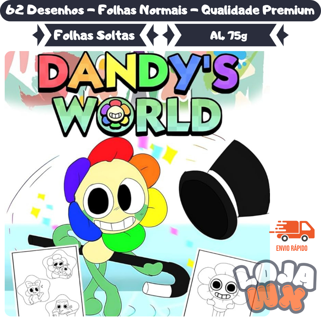 62 Desenhos Dandy’s World Roblox para Pintar e Colorir - A5 90g Folhas Soltas | Shopee Brasil