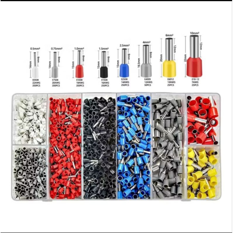 1250 Pcs Virolas De Fio Conectores Terminais Kit Variedade Virola ...