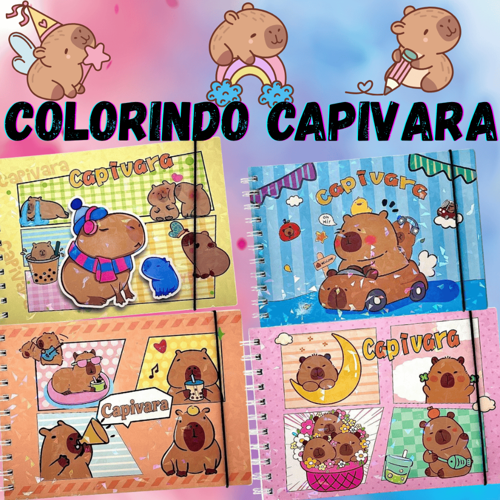 Livro Para Colorir Capivara 50 Páginas Capa Flexível Caderno Pintura ...