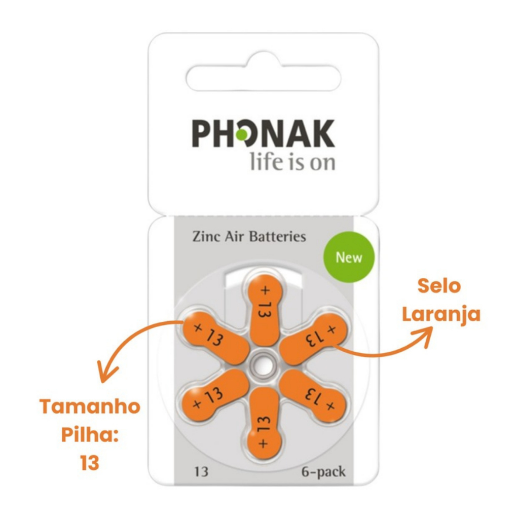 60 Baterias Aparelho Auditivo Phonak 13 - 10 Cartelas | Shopee Brasil