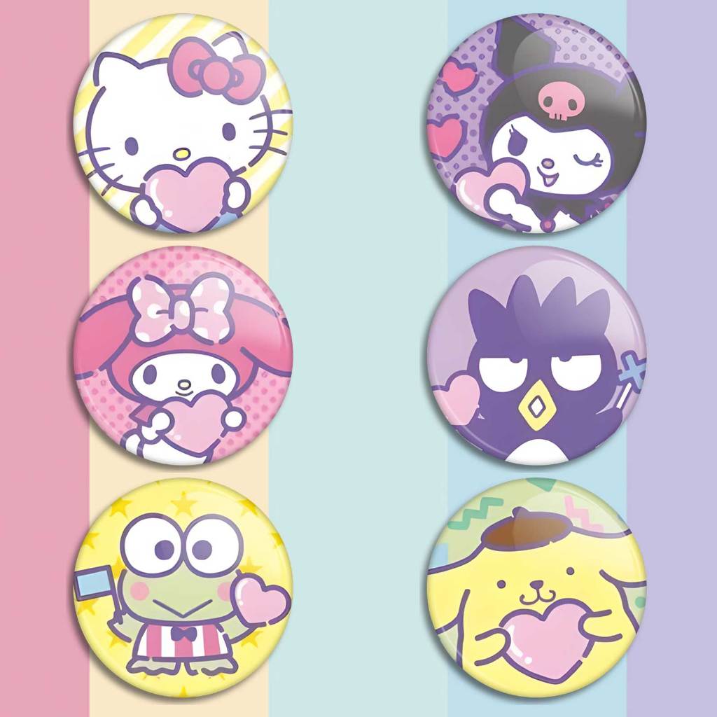 Kit 6 botons Hello Kitty fofos pastel, broche hello kitty, buttons ...