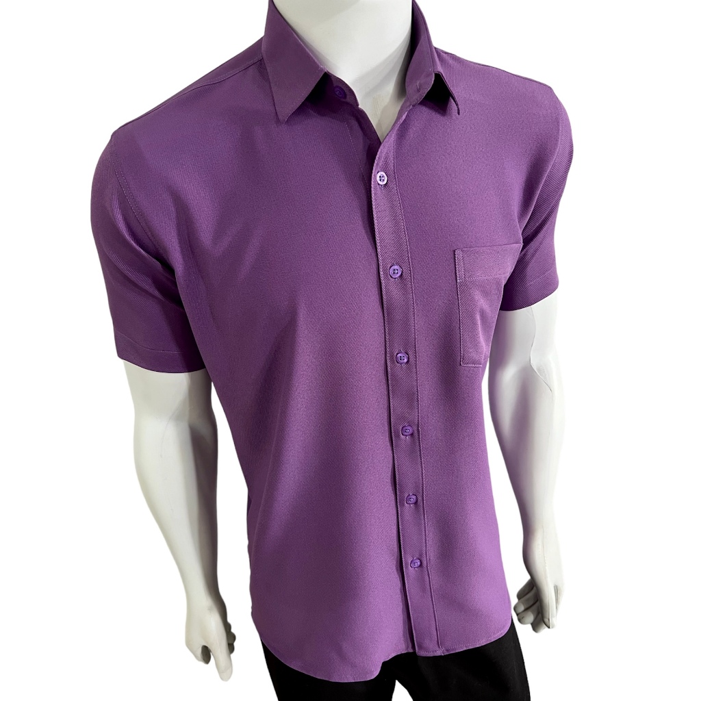 Camisa Social Manga Curta Tradicional 100% Microfibra, Com Bolso Na Cor ...