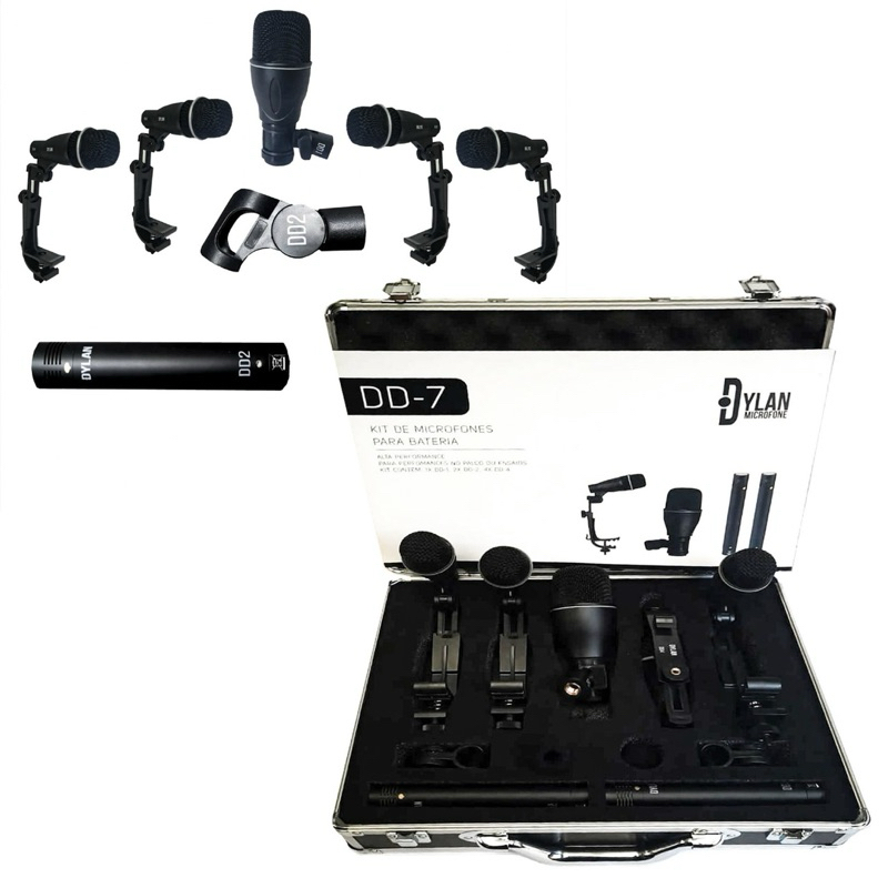 Kit de Microfones Para Bateria com Case, Dylan DD7 - Profissional com 7 ...
