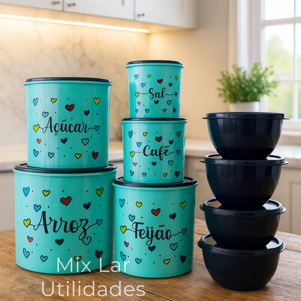 Kit Potes Para Mantimentos Cozinha + 4 potes boll herméticos | Shopee ...