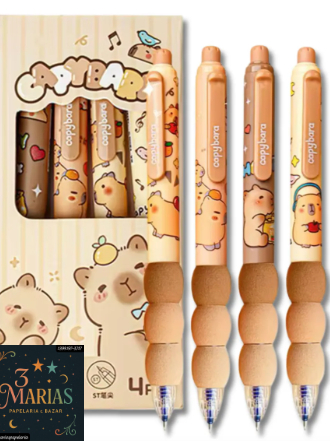 Kit Canetas Papelaria Kawaii pegada macia, Capivara 0.5mm Tinta Azul ...