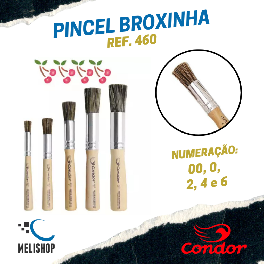 Pincel Artistico Broxa Brocha Broxinha Rendondo Estampar REF. 460 ...