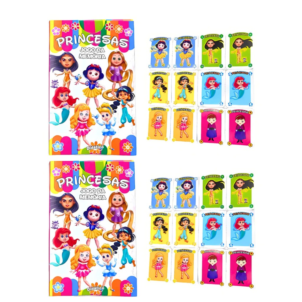 Kit 10/12/15/20/30/50 Jogos Da Memoria Princesas Infantil Festa Lembrancinha Aniversario Prenda ...